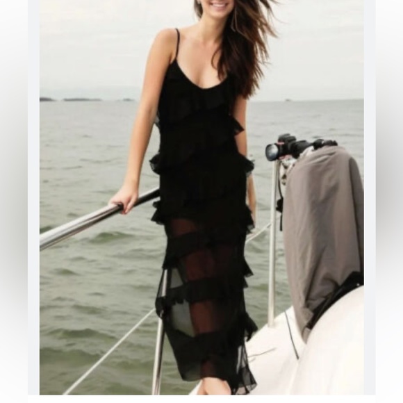 Zara | Dresses | Nwt Zara Limited Edition Ruffled Knit Maxi Dress ...